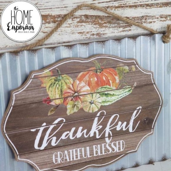 The Home Emporium | Accents | Fall Thankful Grateful Blessed Sign ...